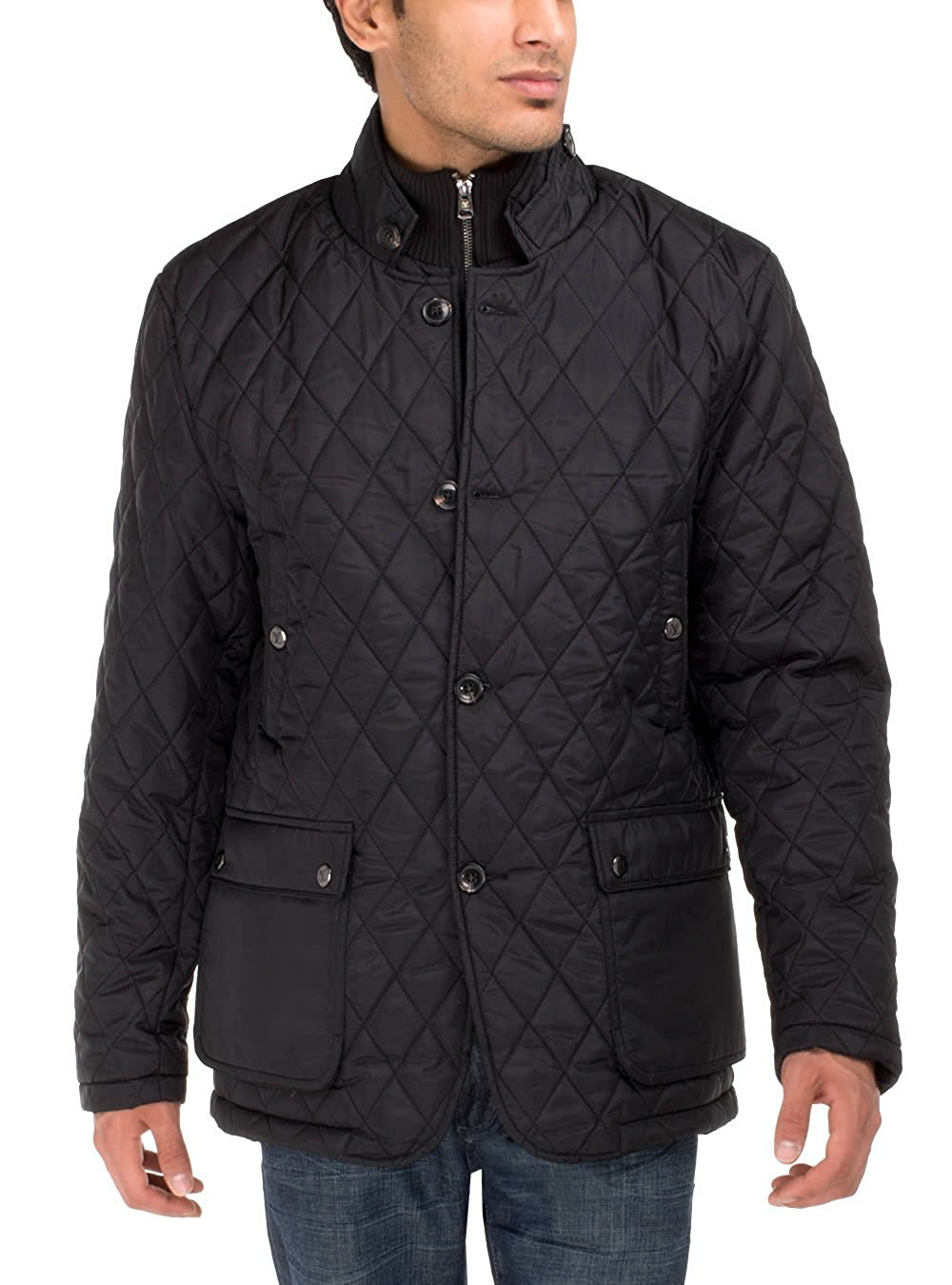 Mens Luciano Natazzi Quilted Puffer Jacket With Double Knit Collar ...
