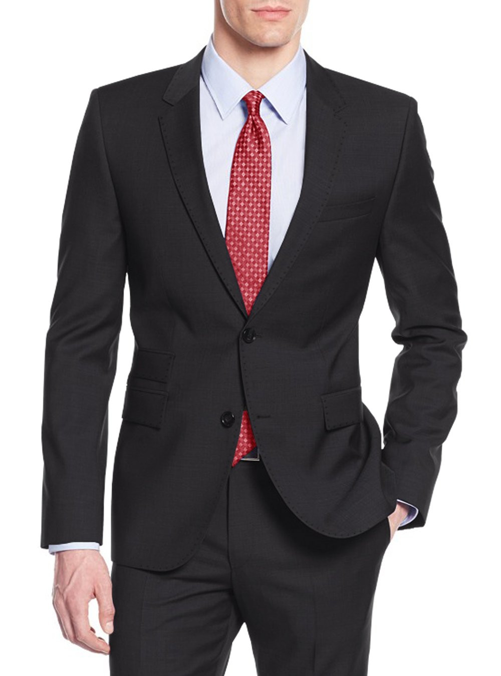 Mens Black 2 Button modern fit suits by Nicoletti - Fashion Suit Outlet